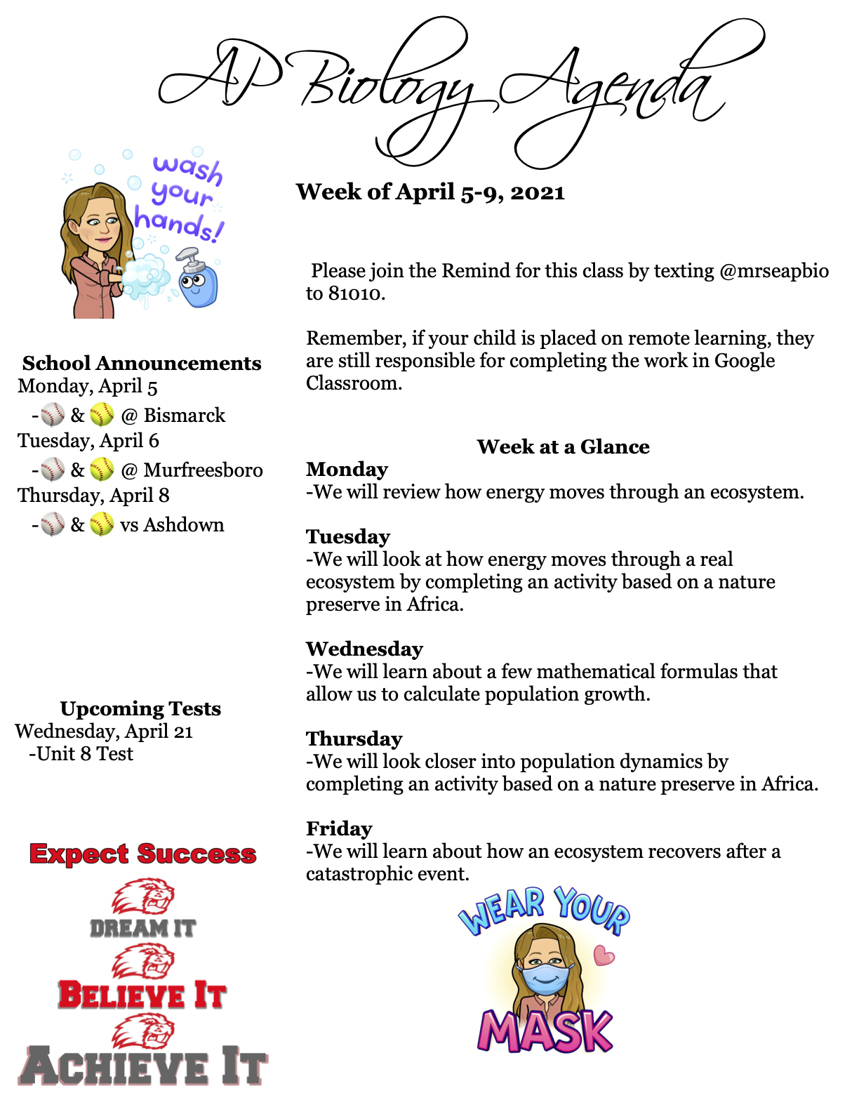 April 5-9, 2021 | Mrs. Ederington